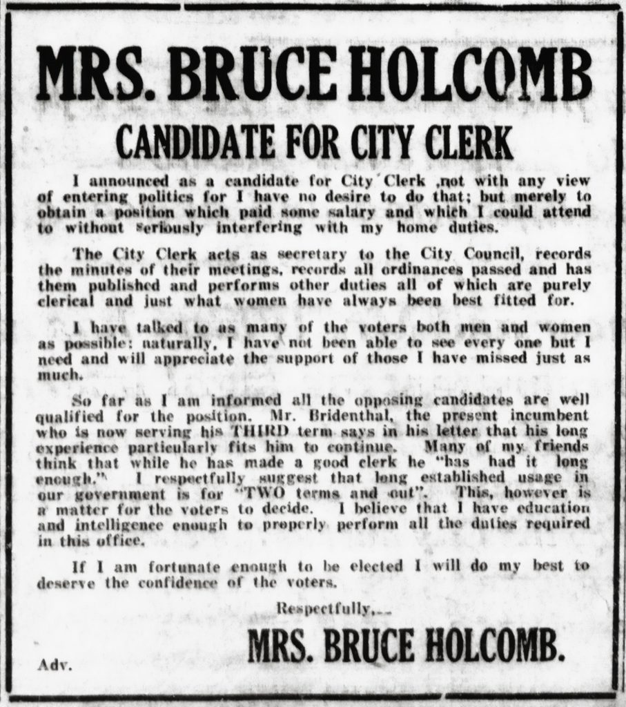 Ozarks History: Daisy Holcomb First Woman to Seek Fayetteville City ...
